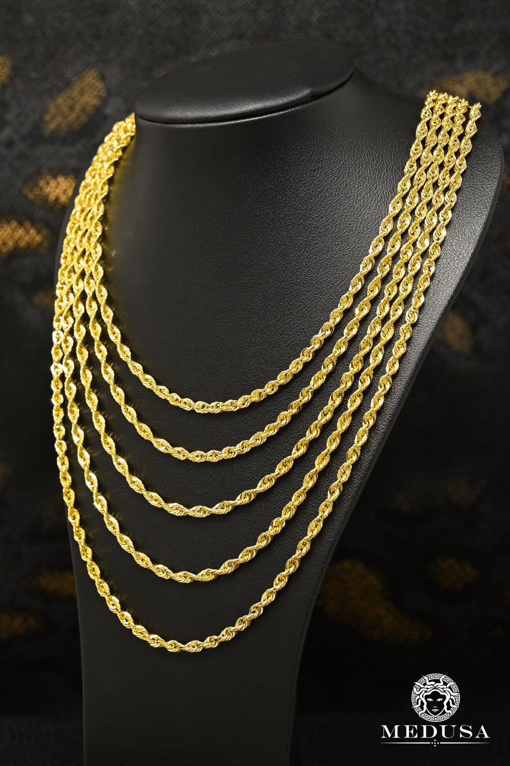 Chaîne en Or 10K | 4mm Torsade Diamond Cut Chaîne | Bijoux Medusa