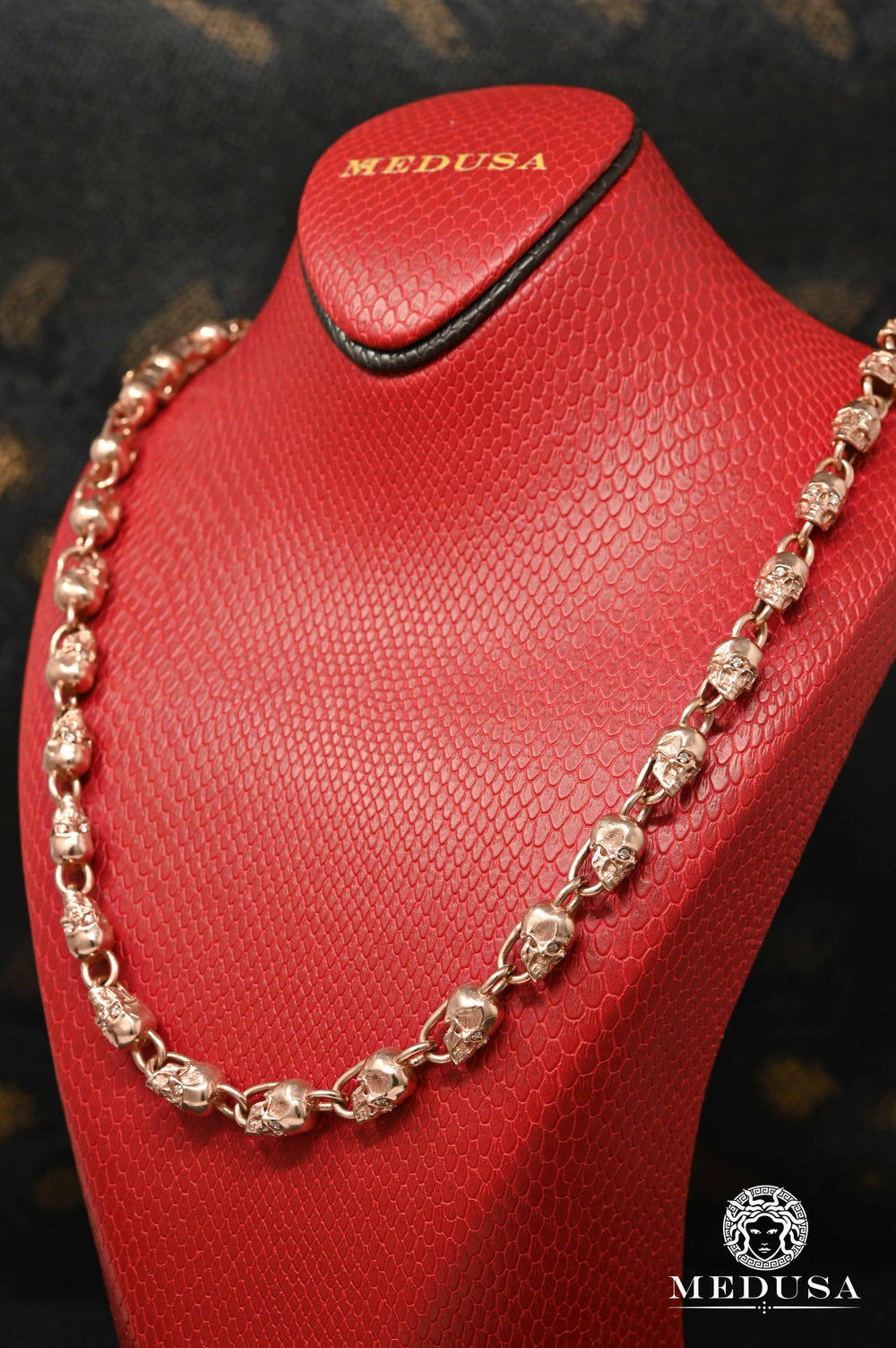Chaîne en Or 10K | 5mm Bullet Versace Chaîne | Bijoux Medusa