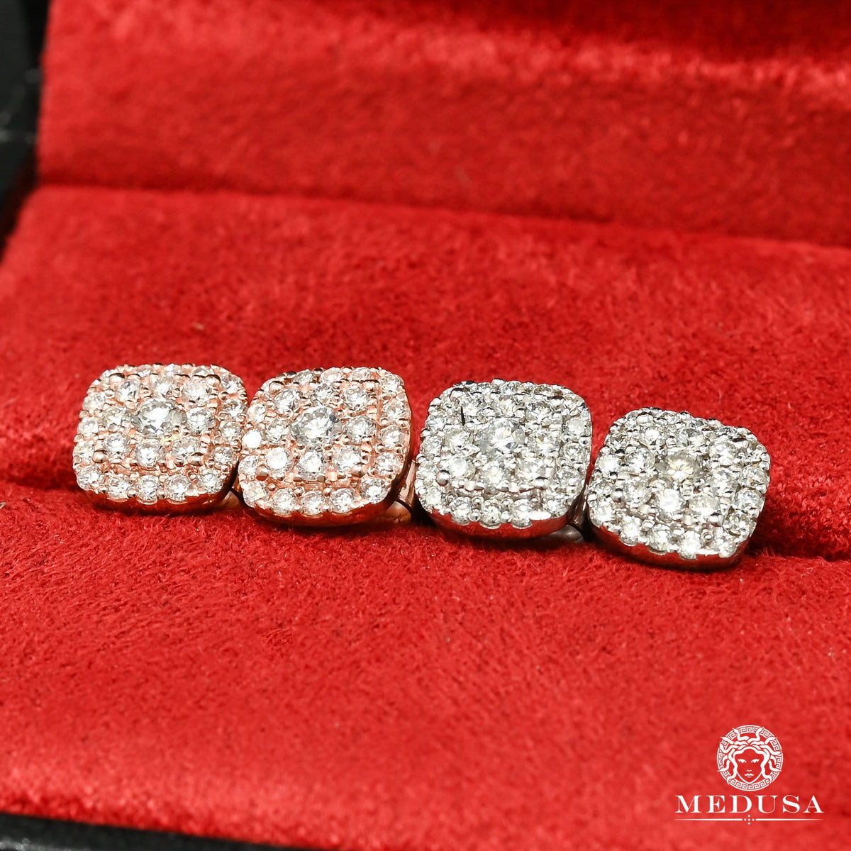 10K Gold Diamond Studs | 8mm Studs D22 - Diamond Earrings | Medusa Jewelry