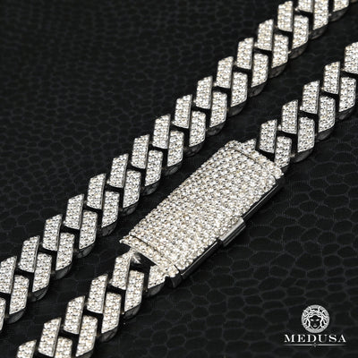 10K Gold Diamond Chain | 12mm Cuban Prong Diamond White Gold Chain ...