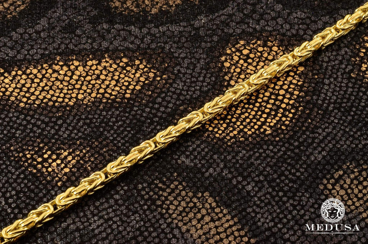 10K Gold Chain | 4mm Byzantine Chain | Medusa Jewelry