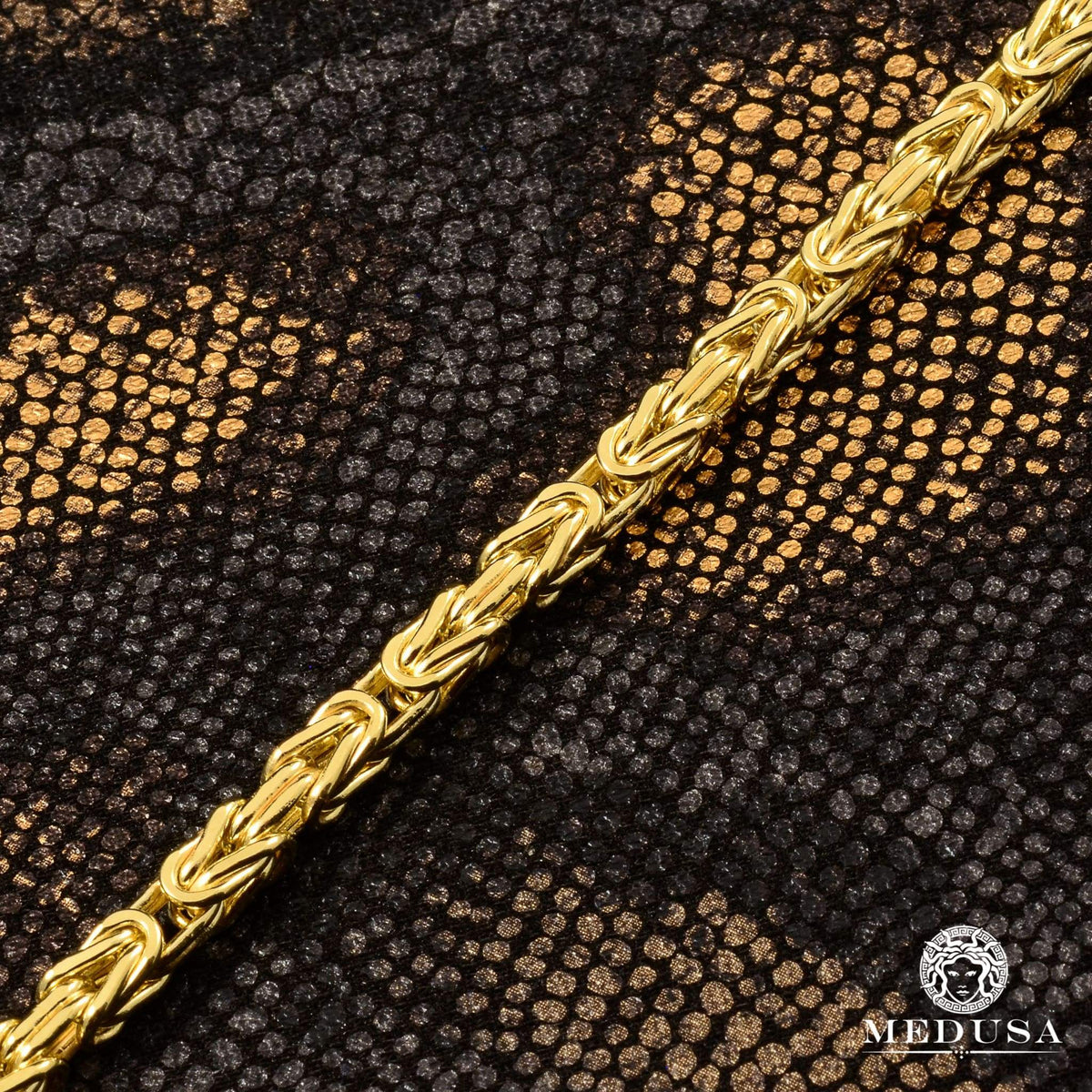 Chaîne en Or 10K | 4mm Byzantine Chaîne | Bijoux Medusa