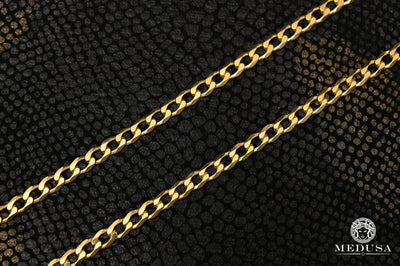 10K Gold Chain | 4mm Concave Curb Link Chain | Medusa Jewelry