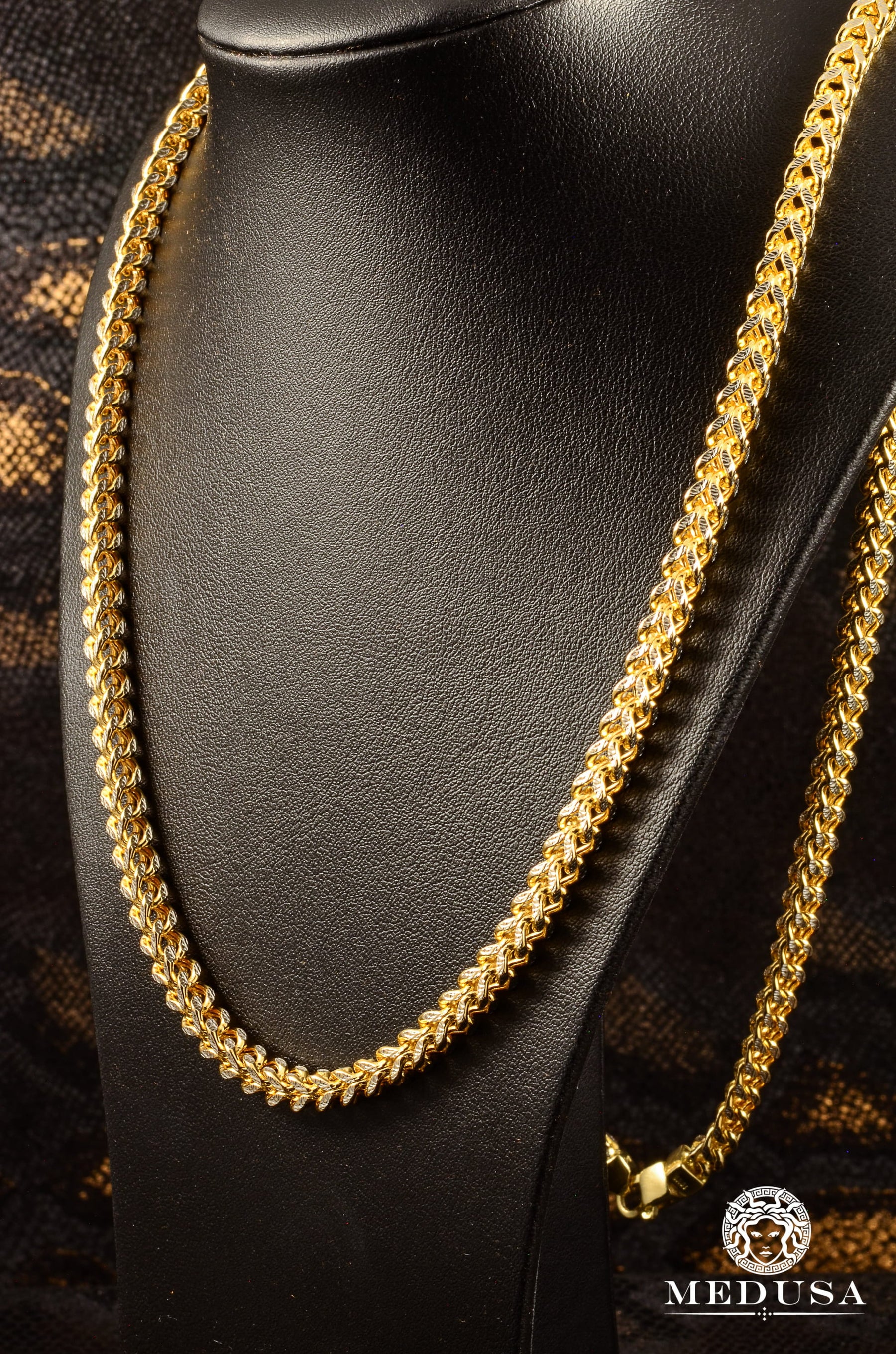 Chaîne en Or 10K | 2.5mm Franco Diamond Cut Chaîne | Bijoux Medusa