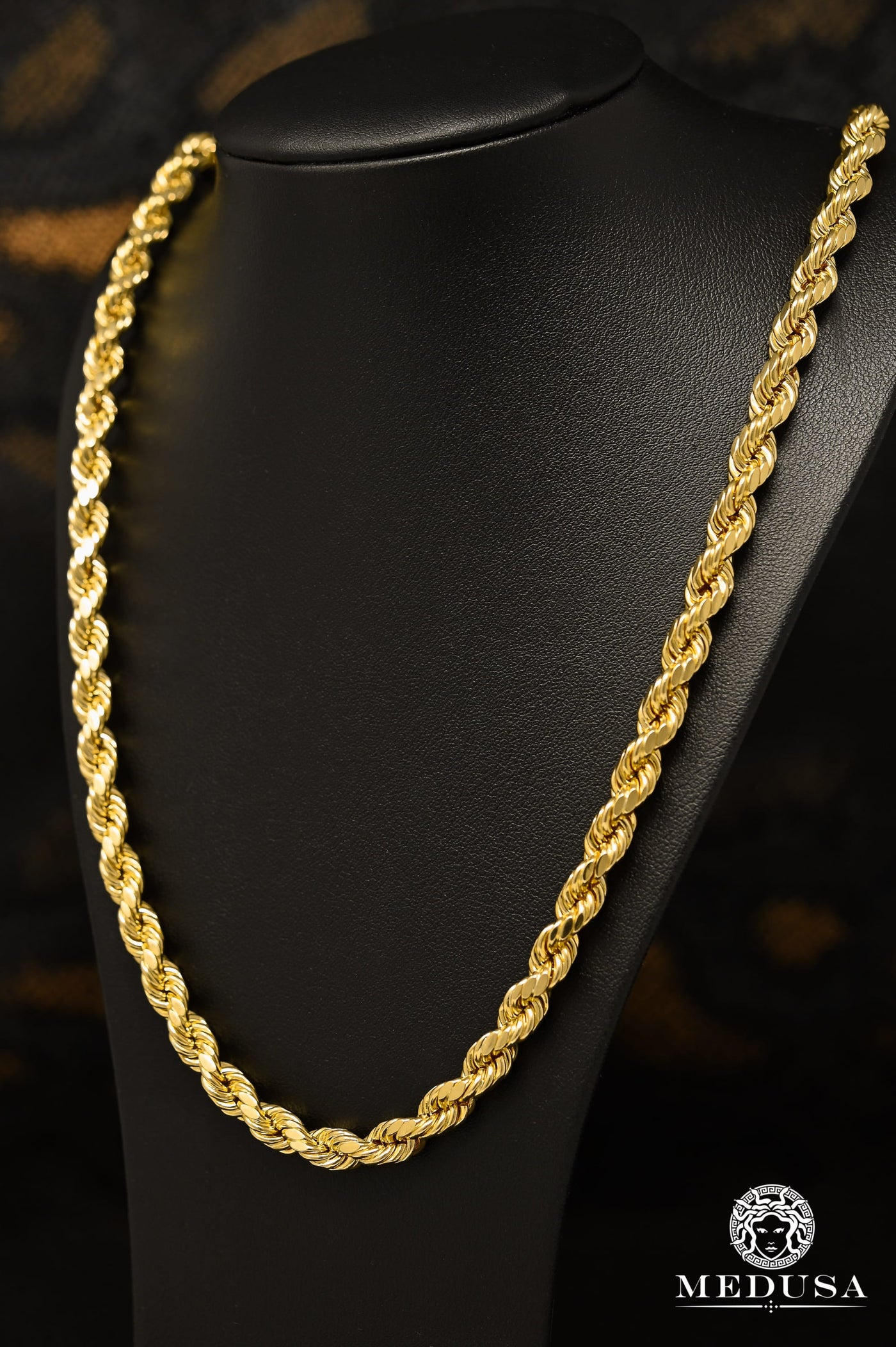 Chaîne en Or 10K | 5mm Torsade Diamond Cut Chaîne | Bijoux Medusa