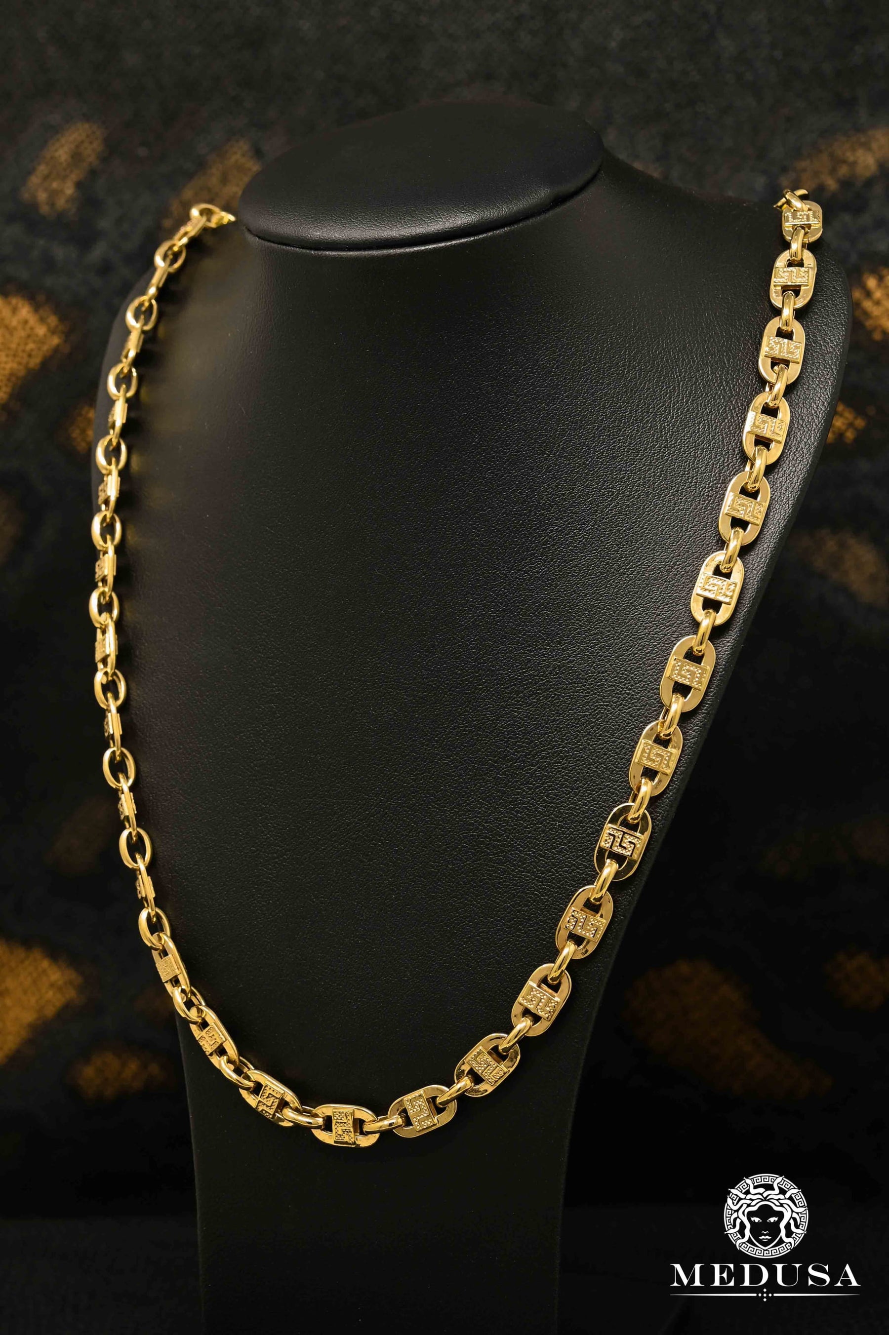 Chaîne en Or 10K | 5mm Bullet Versace Chaîne | Bijoux Medusa
