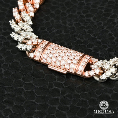 10K Gold Diamond Bracelet | 8mm Cuban Prong Iced Rose Gold 2 Tone Men's ...