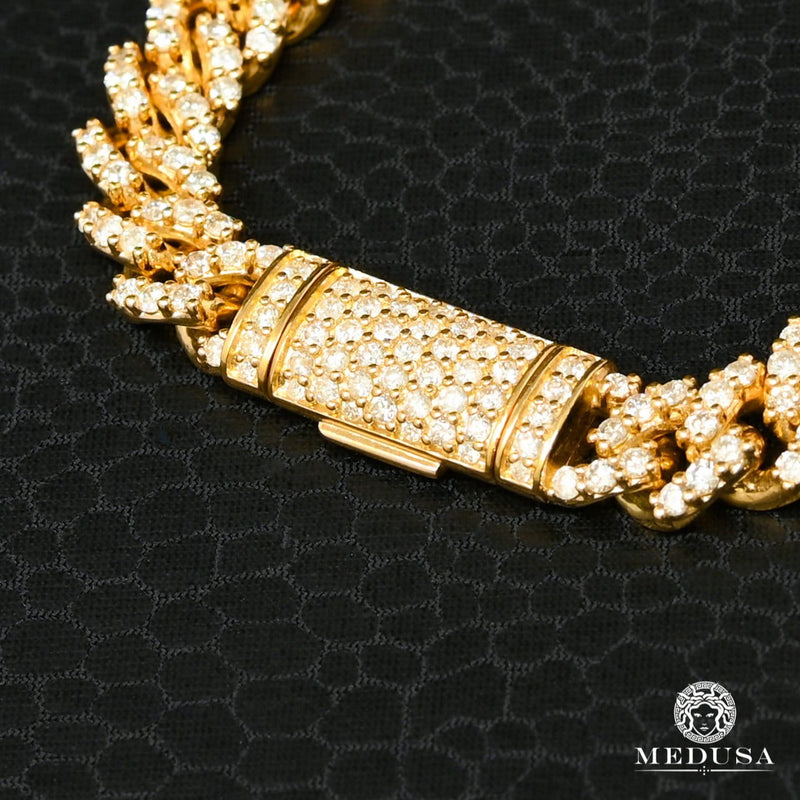 10K Gold Diamond Bracelet | 8mm Cuban Prong Iced Out Bracelet for Men ...