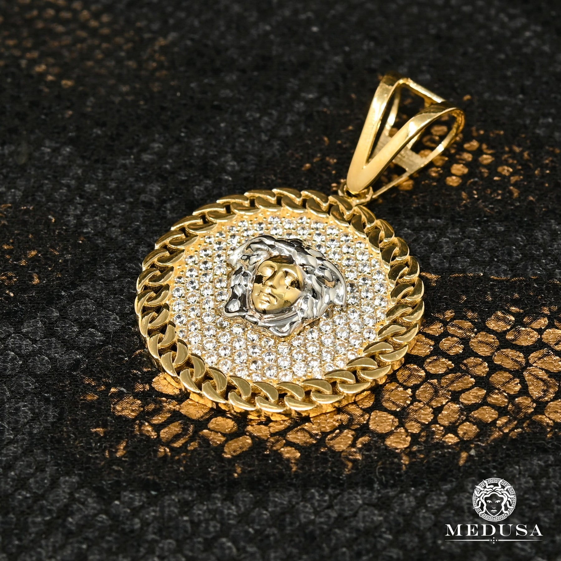 Pendentif en Or 10K | Athéna F11 Médaillon | Bijoux Medusa