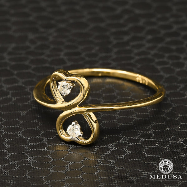 14K Gold Diamond Ring | Heart D8 - Women's Diamond Ring | Medusa Jewelry