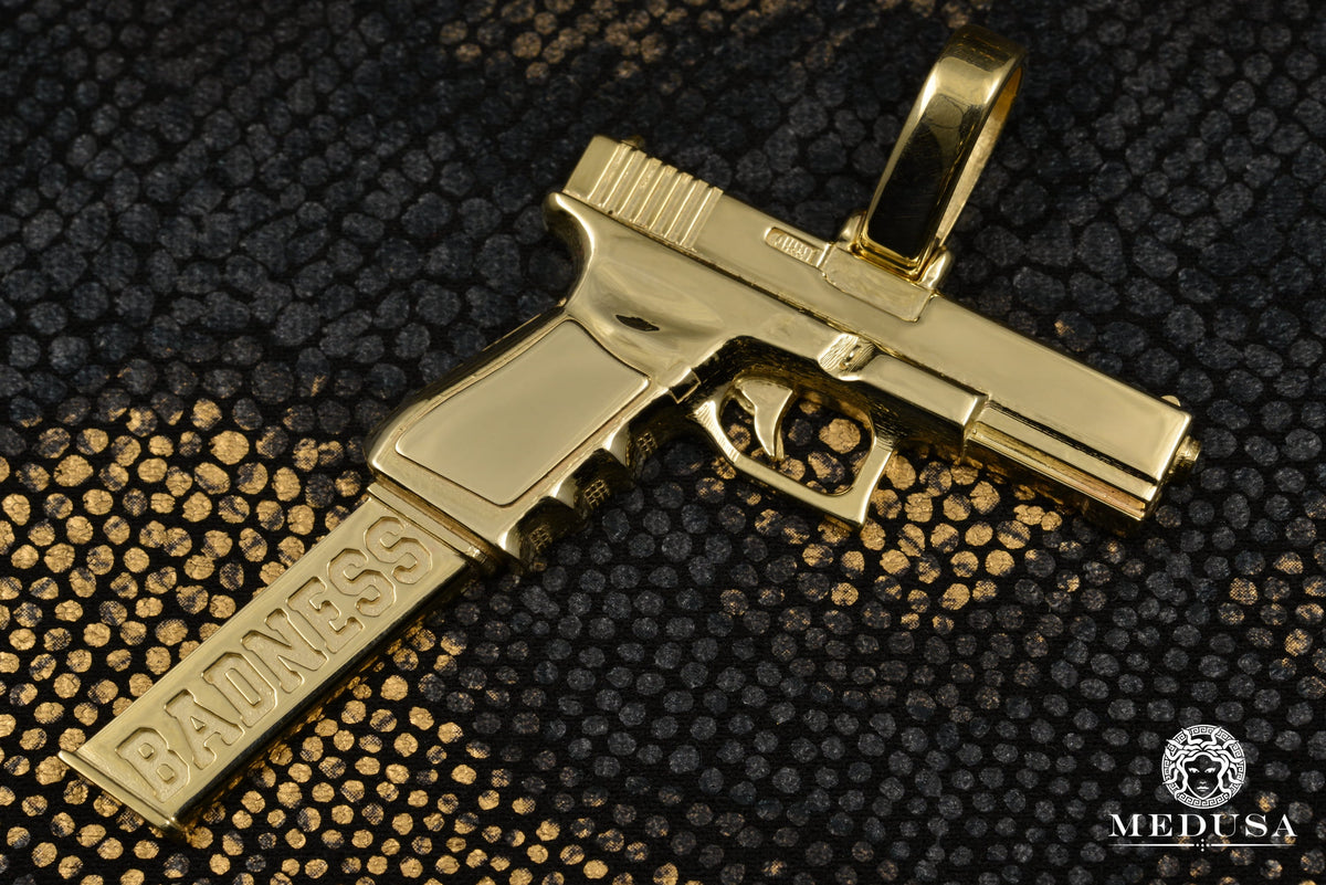 Custom gold pendant | Pendant 9mm Glock Shine Custom jewelry | Medusa ...