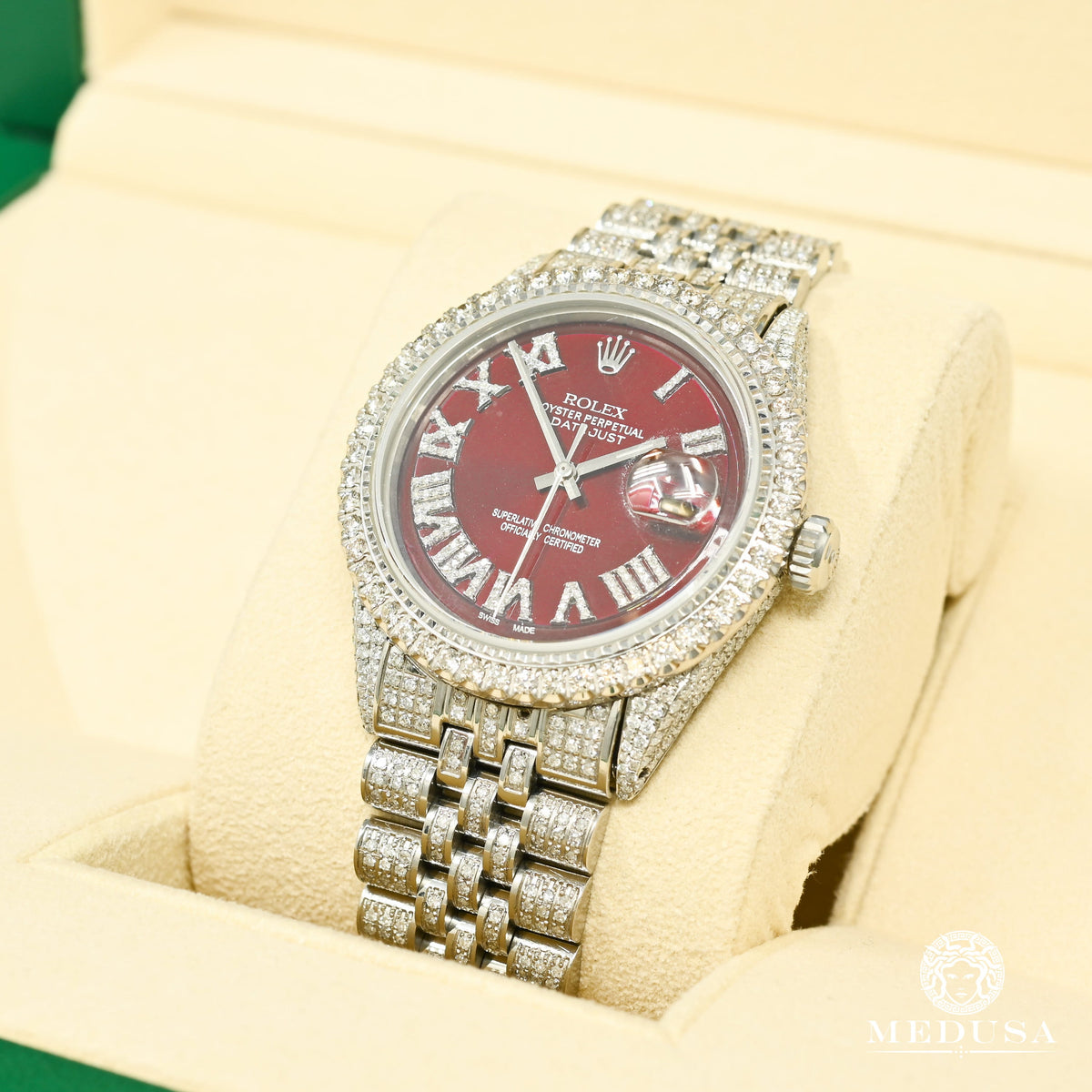 Montre Rolex | Rolex Datejust 36mm - Red Wine Iced Out Montre Homme ...