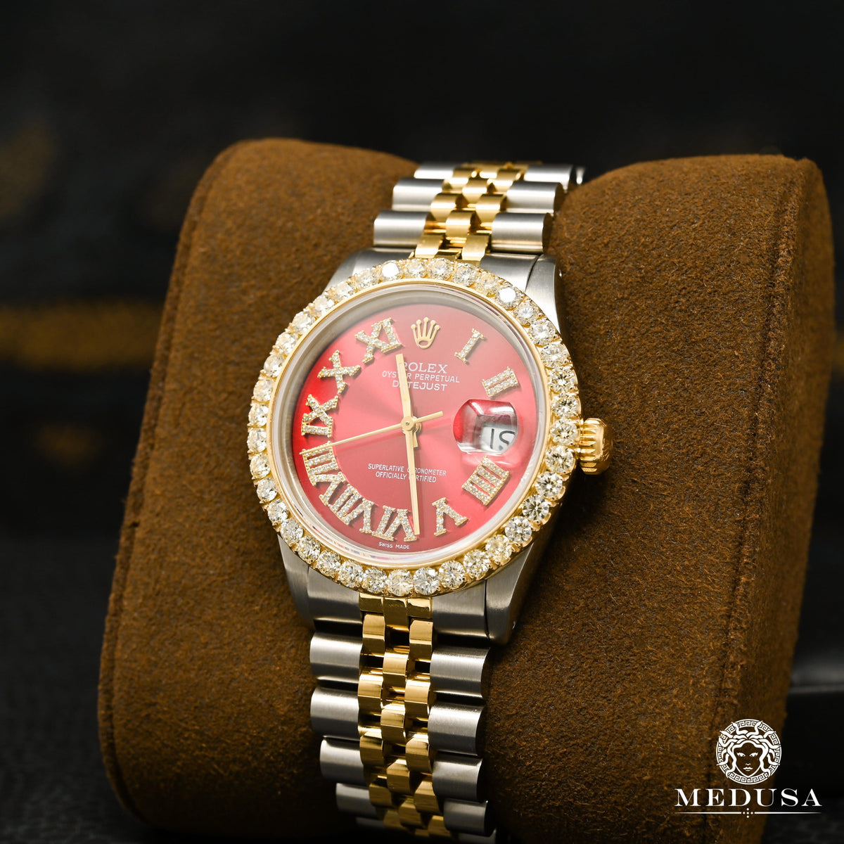 Montre Rolex | Rolex Datejust 36mm - Rouge Chiffre Romain Montre Homme ...